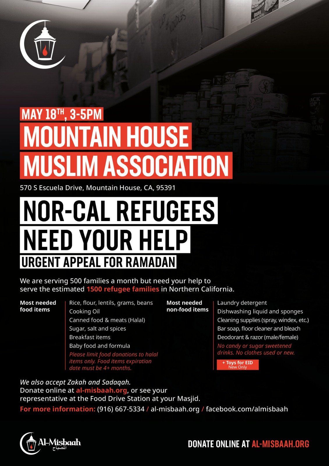 Misbaah Refugee Help Program – Mountain House Muslim Association